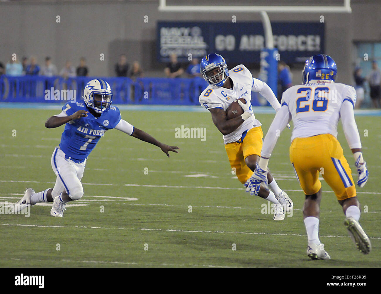 Colorado Springs, Colorado, USA. 12th Sep, 2015. San Jose State cornerback, Jimmy Pruitt #8 ...