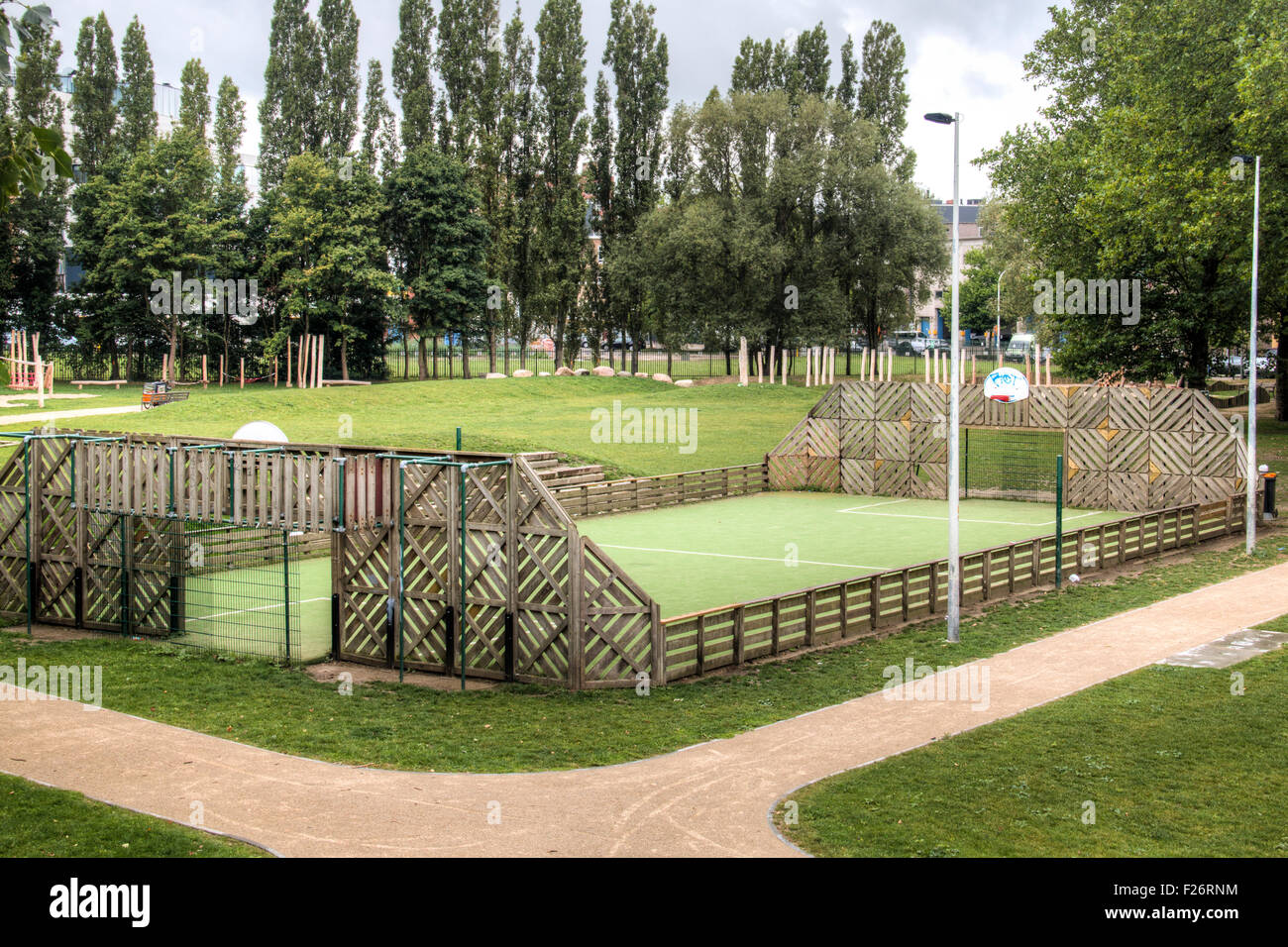 Urban soccer field in Antwerp Stock Photo - Alamy