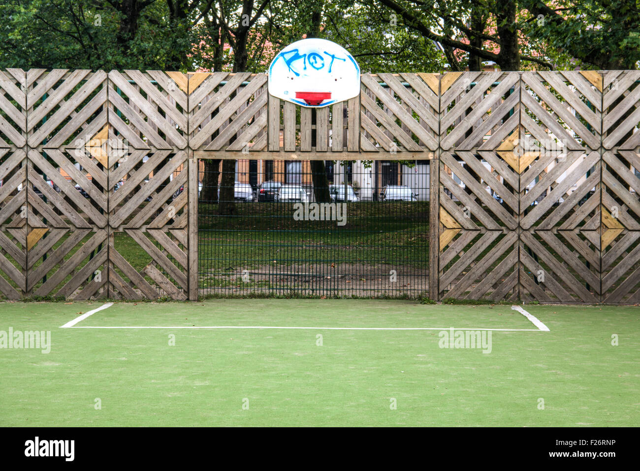 Goal of an urban soccer field Stock Photo - Alamy