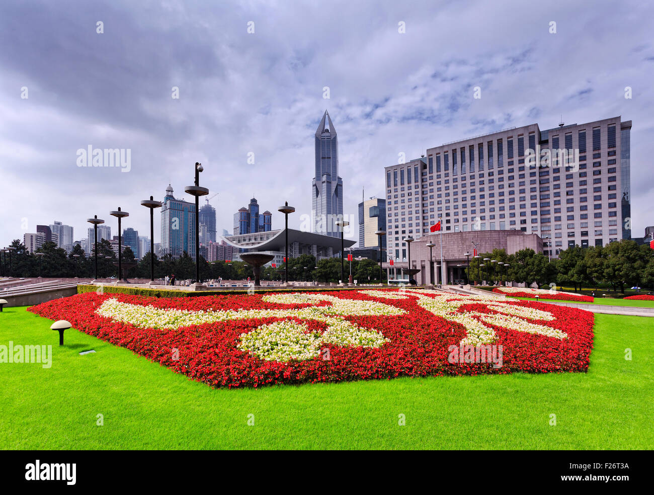 Chinese People Square in SHanghai during day time with nobody on a ...