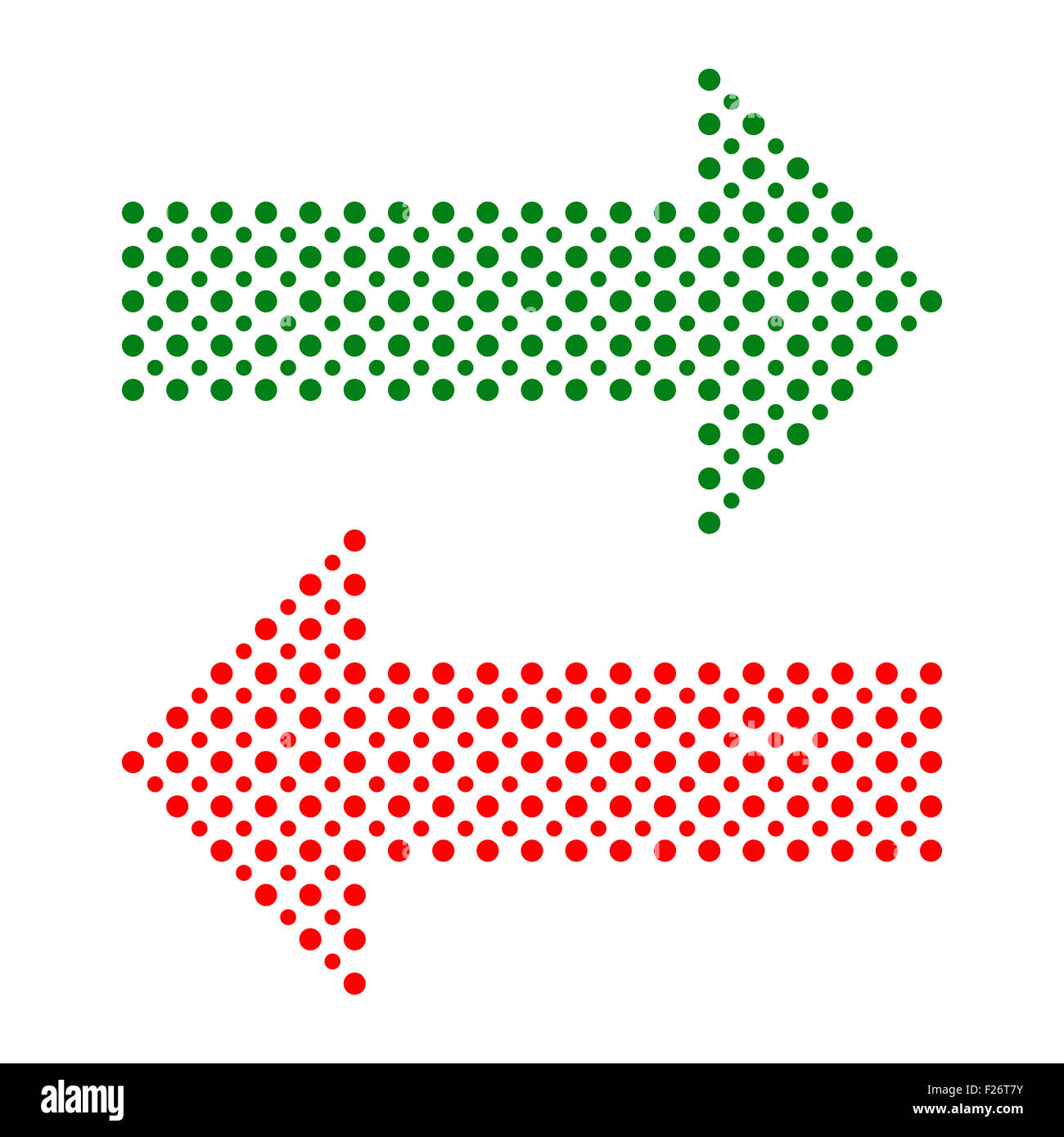 Fine Dotted Red and Green Arrows Stock Photo - Alamy