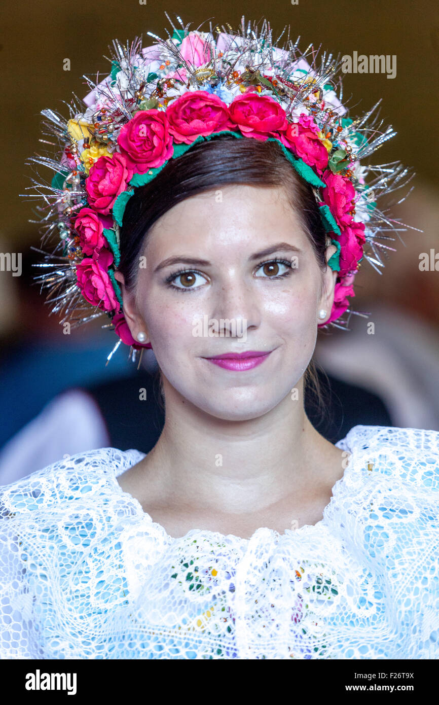 Czech folklore Europe Woman in traditional folk costume, Velke ...