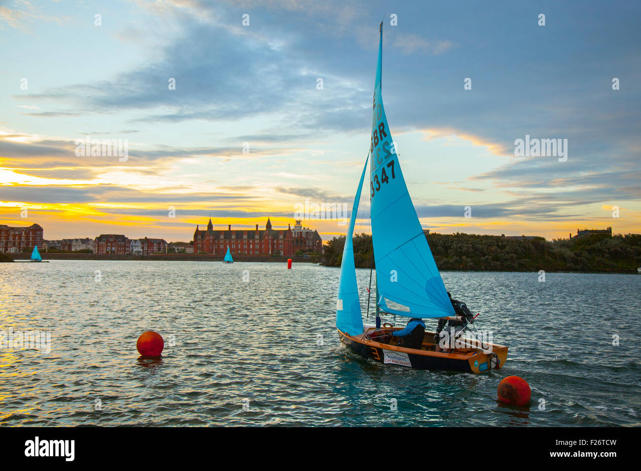 Enterprise Nationals blue sail E GBR 14-foot dinghy raced, cruised ...