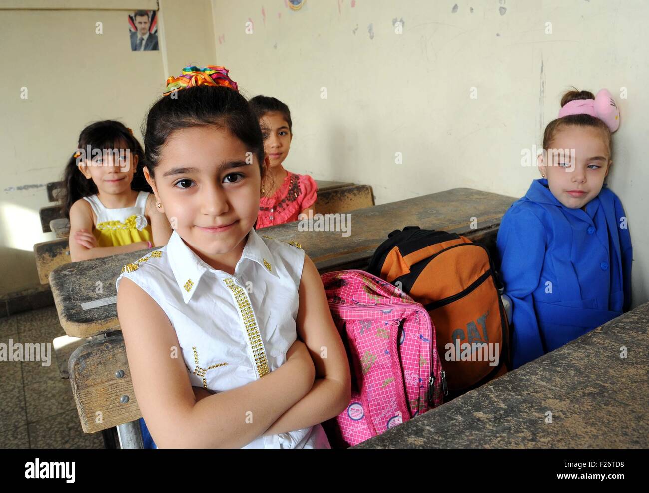 Damascus. 13th Sep, 2015. Syrian schoolchildren attend a class at the ...