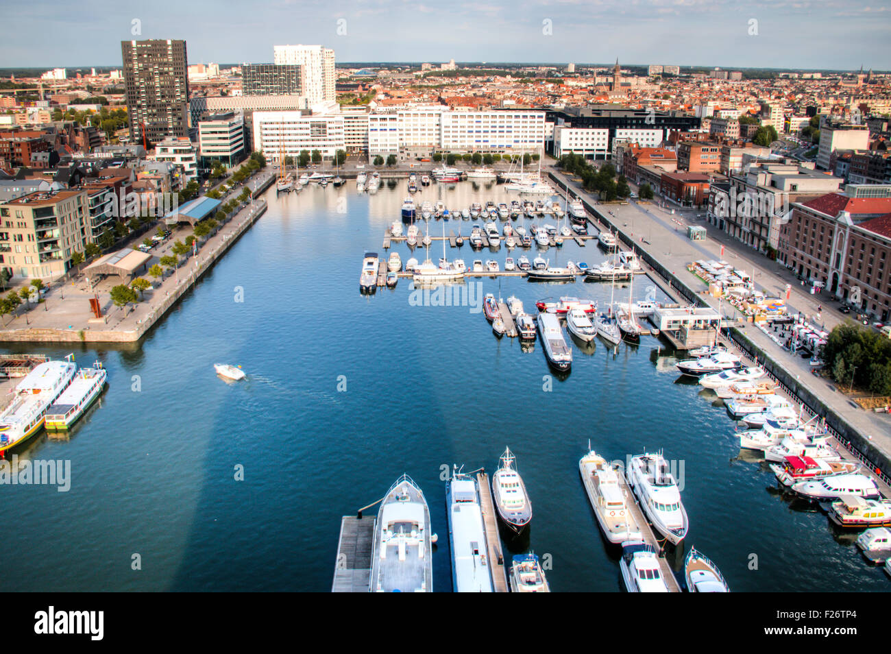 Aerial view to the yacht harbor of Antwerp Stock Photo - Alamy