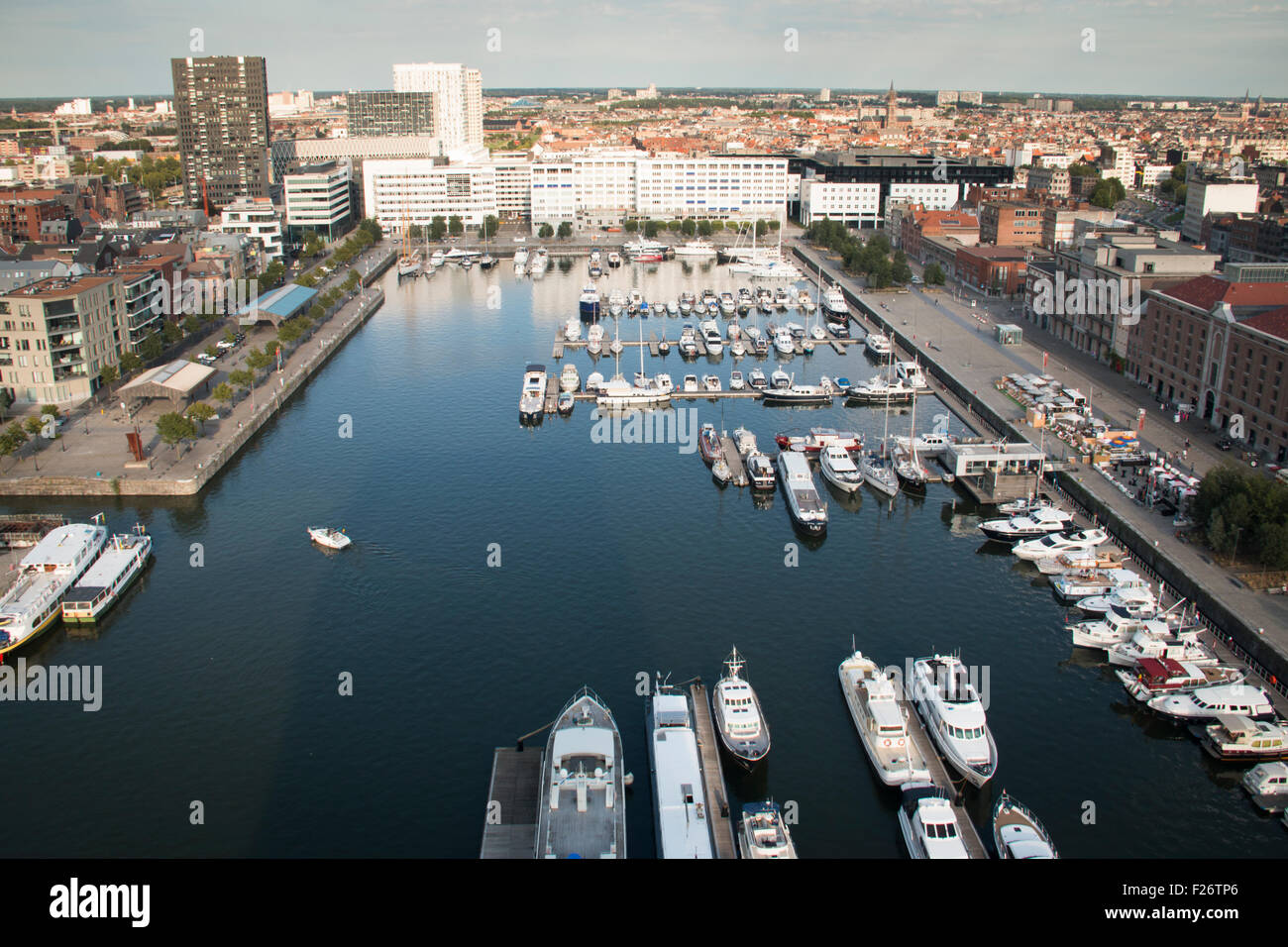 Aerial view to the yacht harbor of Antwerp Stock Photo - Alamy