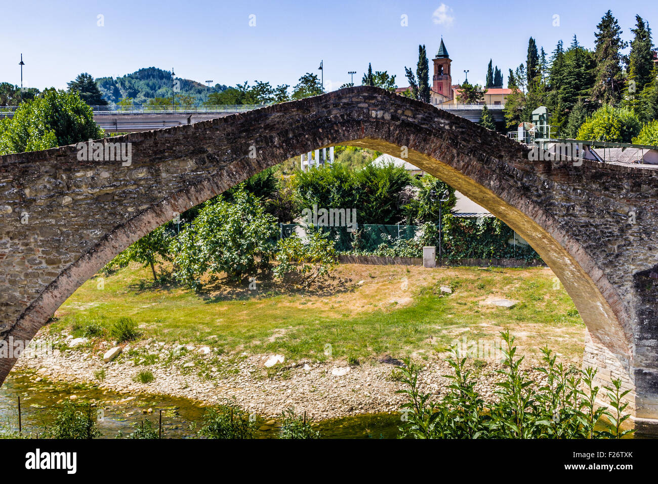 The humpback of bridge of San Donato in Modigliana in Italy reminds of ...