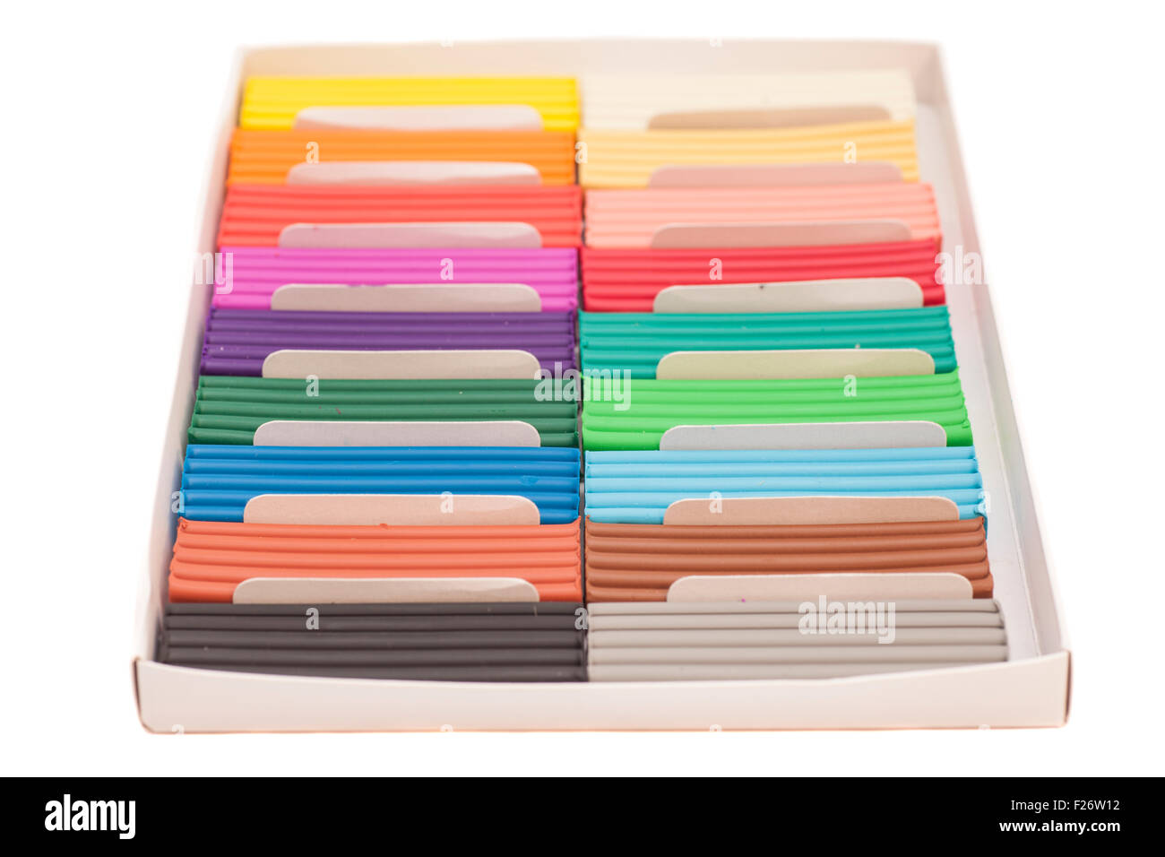 Colorful plasticine in box isolated on white Stock Photo - Alamy