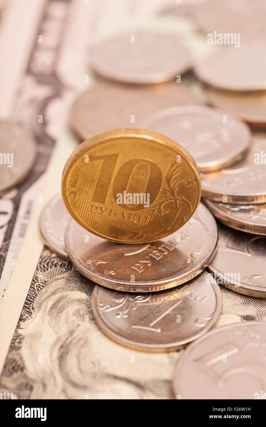 coins on banknotes Stock Photo - Alamy