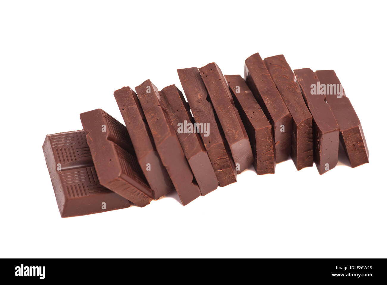Broken chocolate bar stack isolated on white background Stock Photo - Alamy
