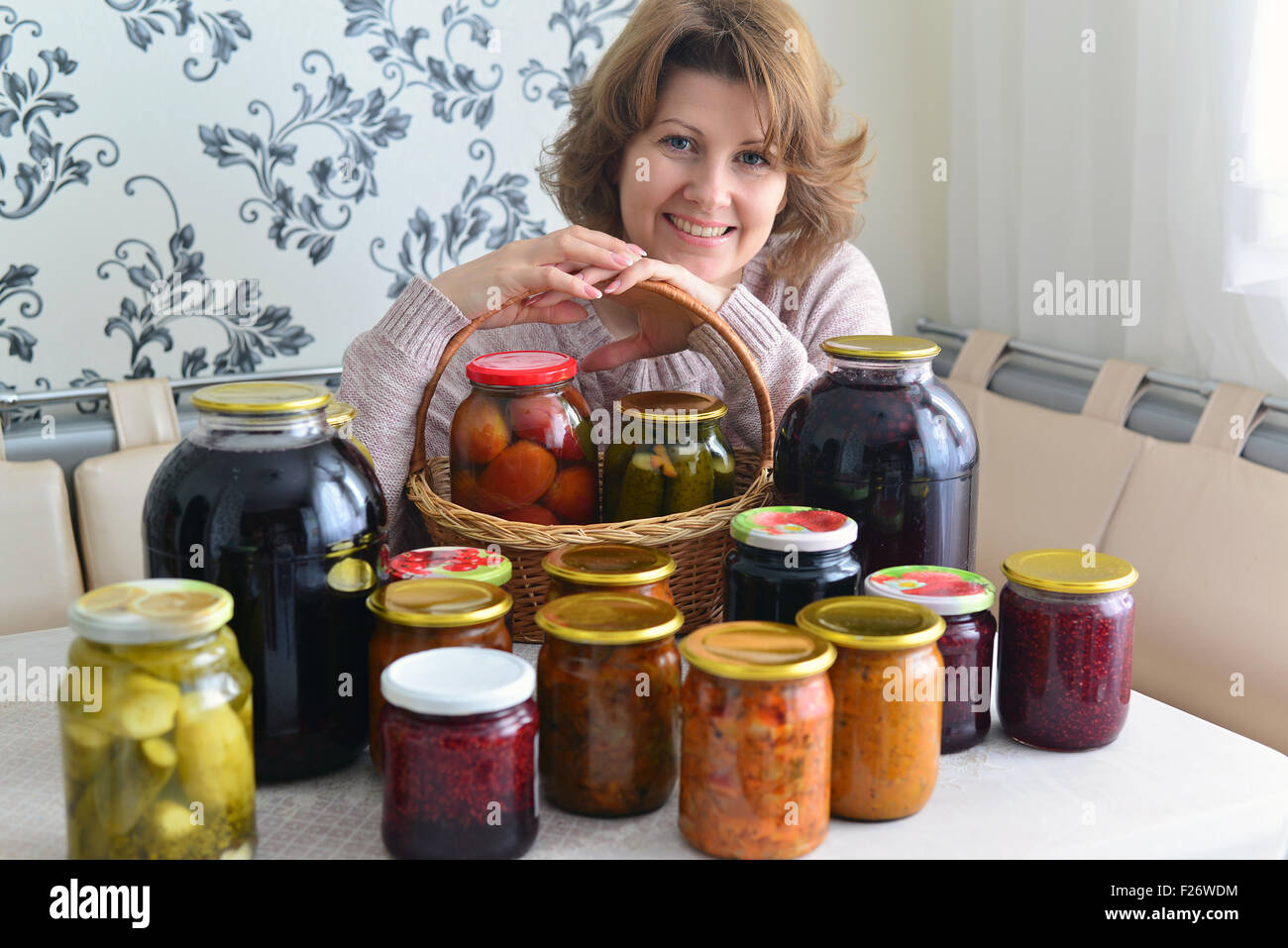 Woman canning vegetables in hi-res stock photography and images - Alamy