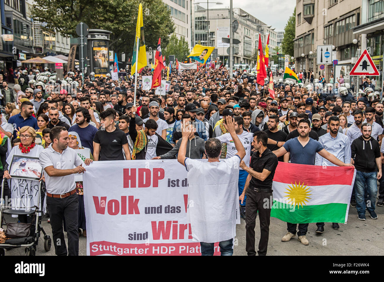 Participant of a rally against the policy of the Turkish government ...