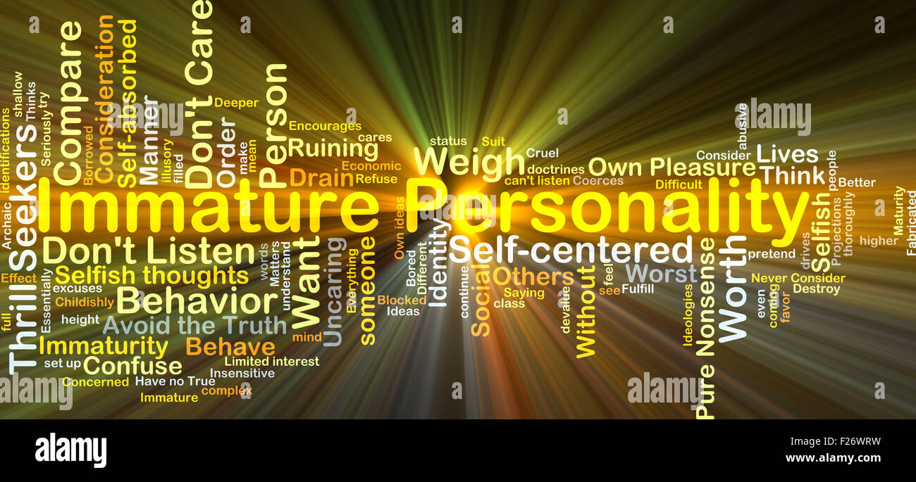 Background concept wordcloud illustration of immature personality ...