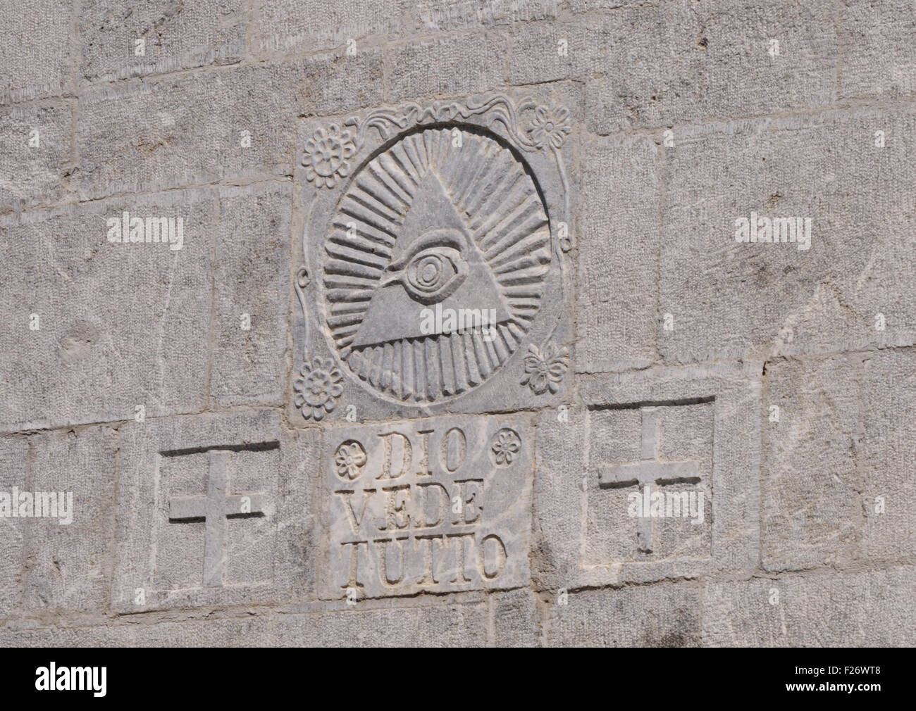 The Eye of Providence, the all-seeing eye of God, with the Italian ...