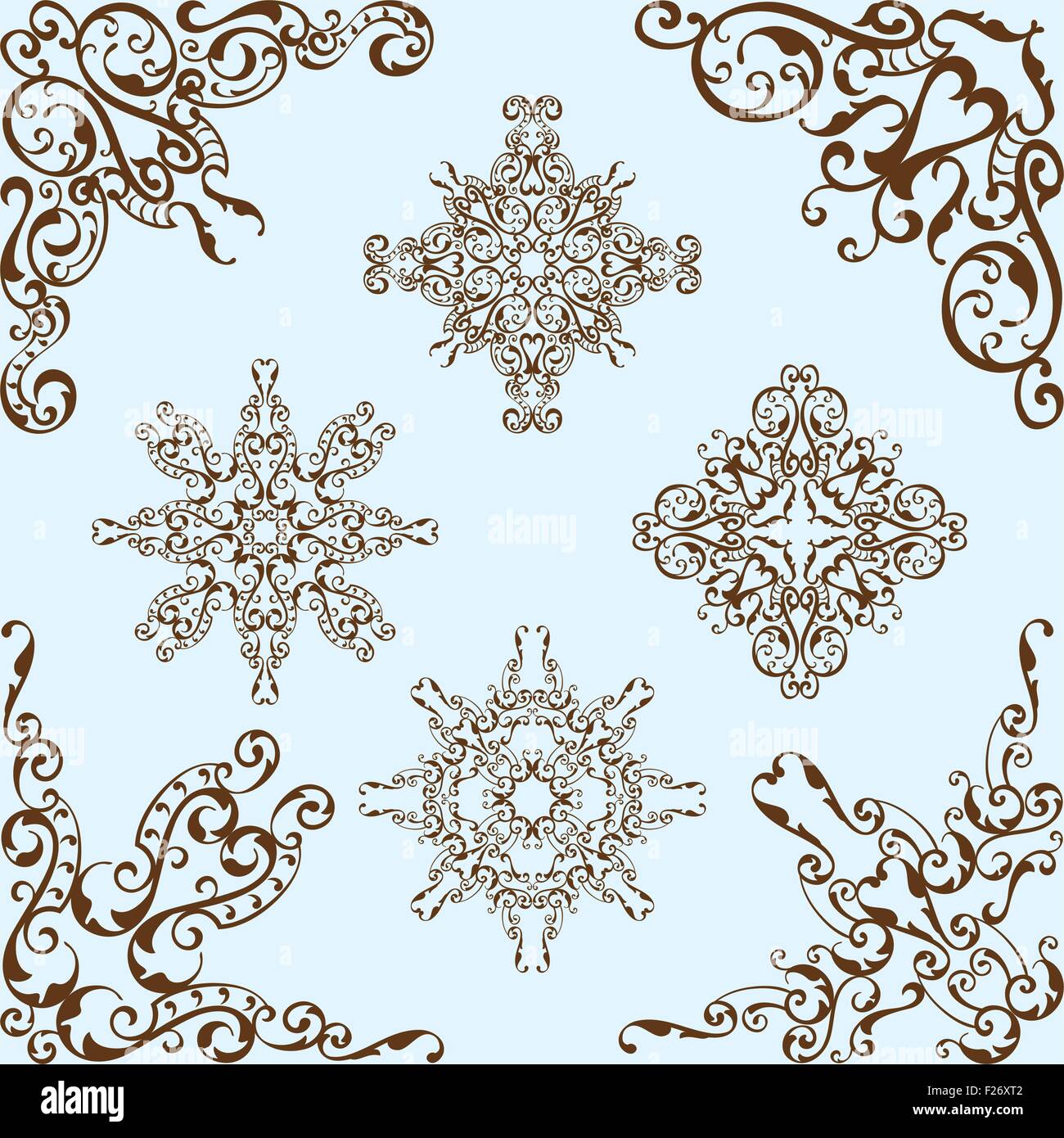 Corner art elements set is on blue Stock Vector Image & Art - Alamy