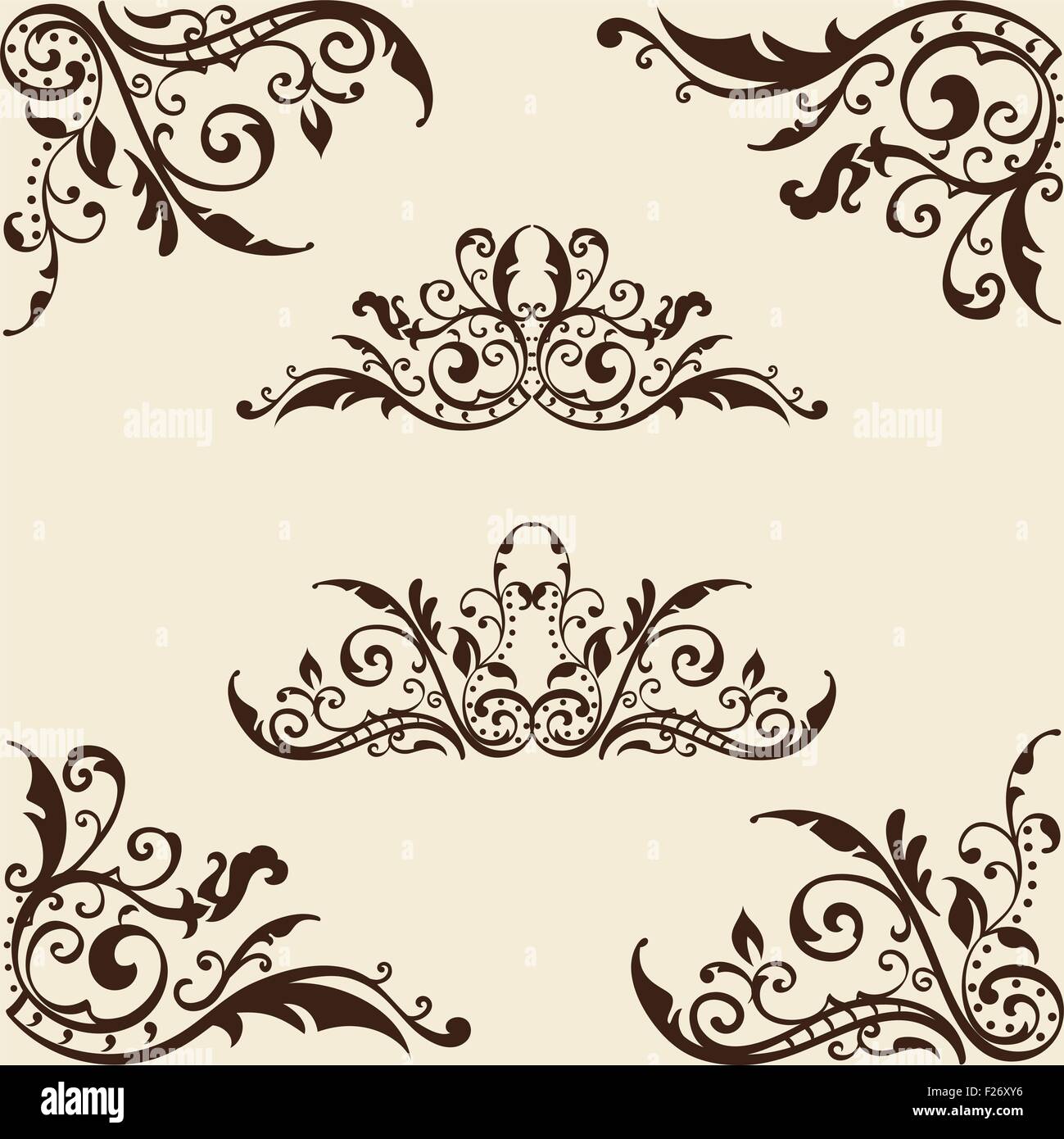 Cool ornate corner set is on beige Stock Vector Image & Art - Alamy
