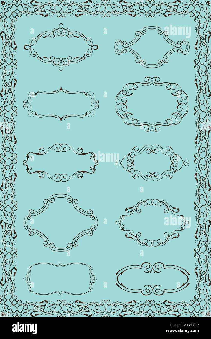 Set of victorian frames is on blue Stock Vector Image & Art - Alamy