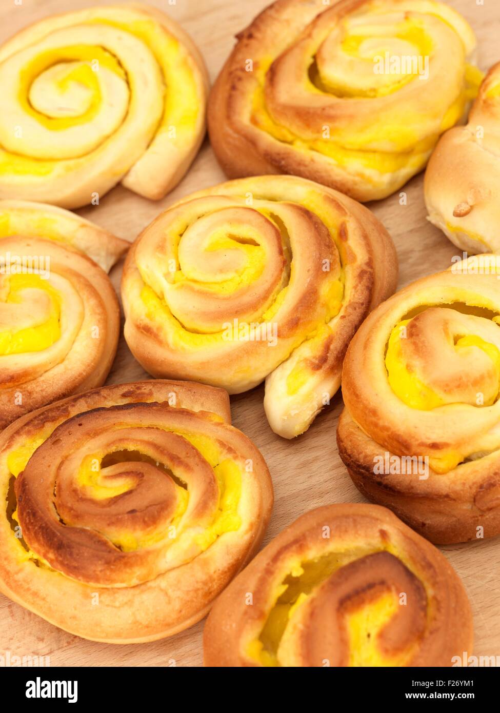 A close up shot of pastry custard scrolls Stock Photo - Alamy