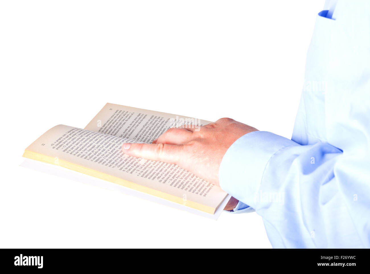 Man reading a book isolated on a white background Stock Photo - Alamy