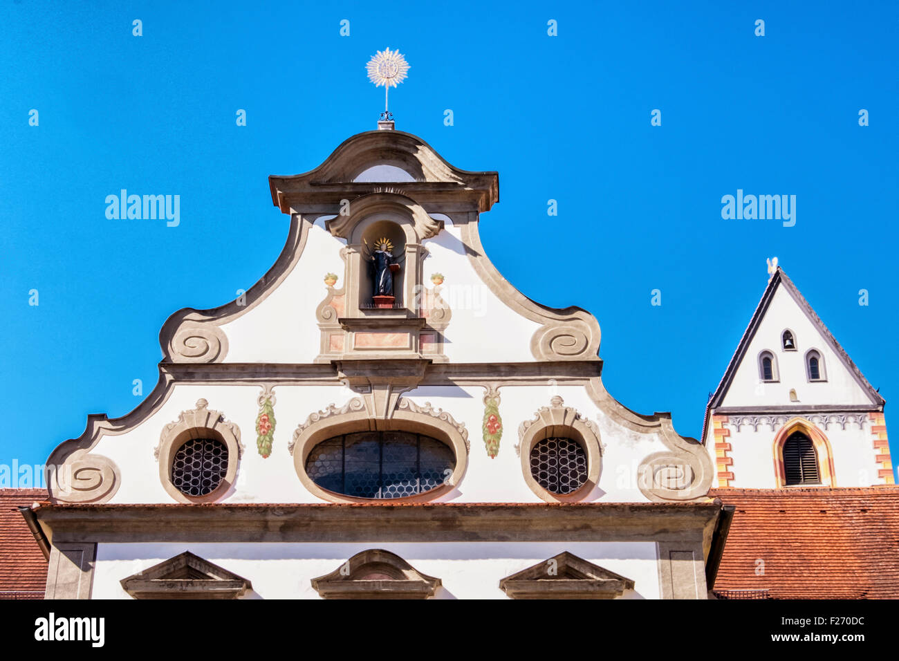 Heritage museum gable with decorative paintwork, former Benedictine ...