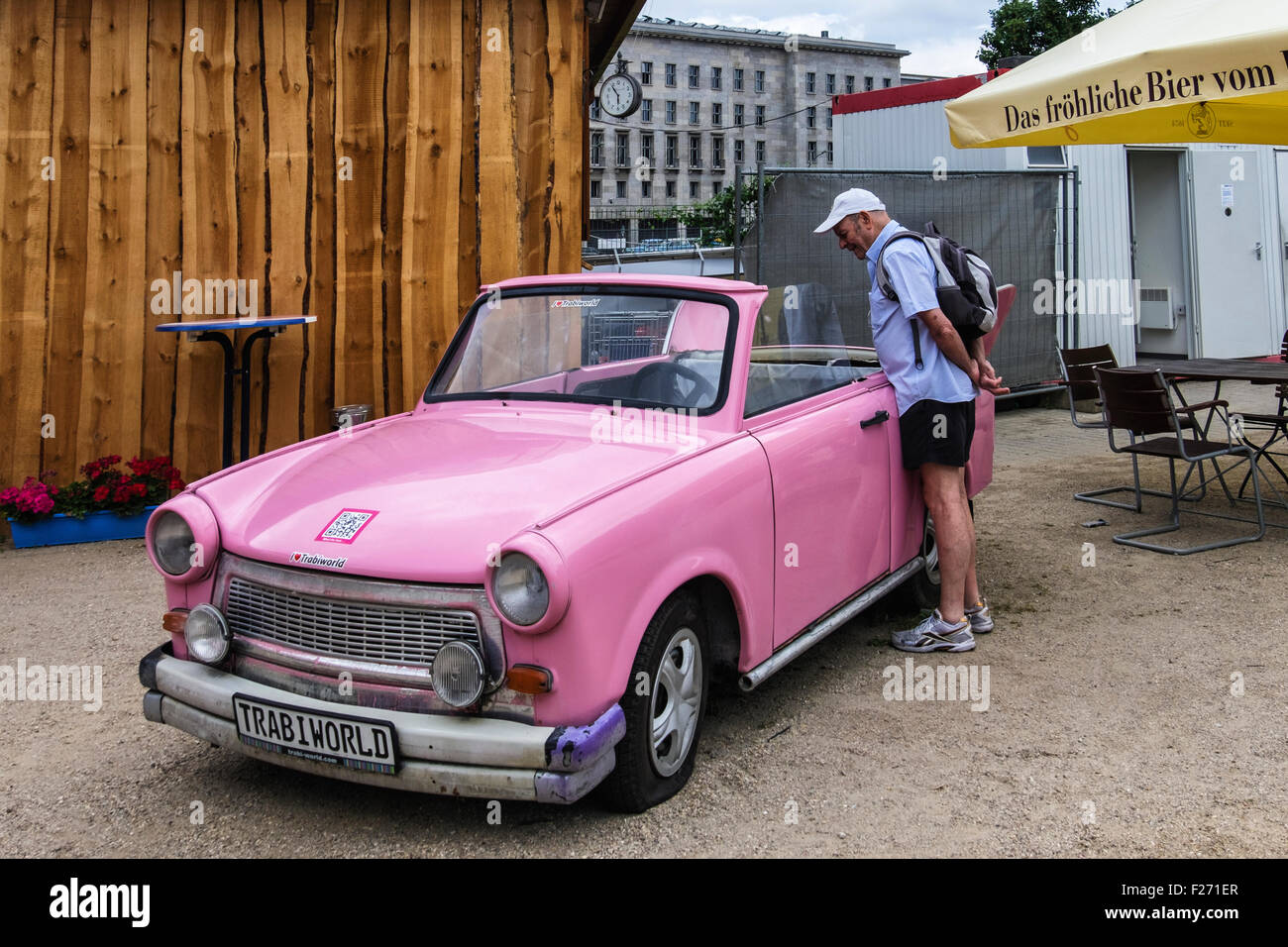 Berlin Tourist attraction. Trabi Trabant East German Classic cars at ...