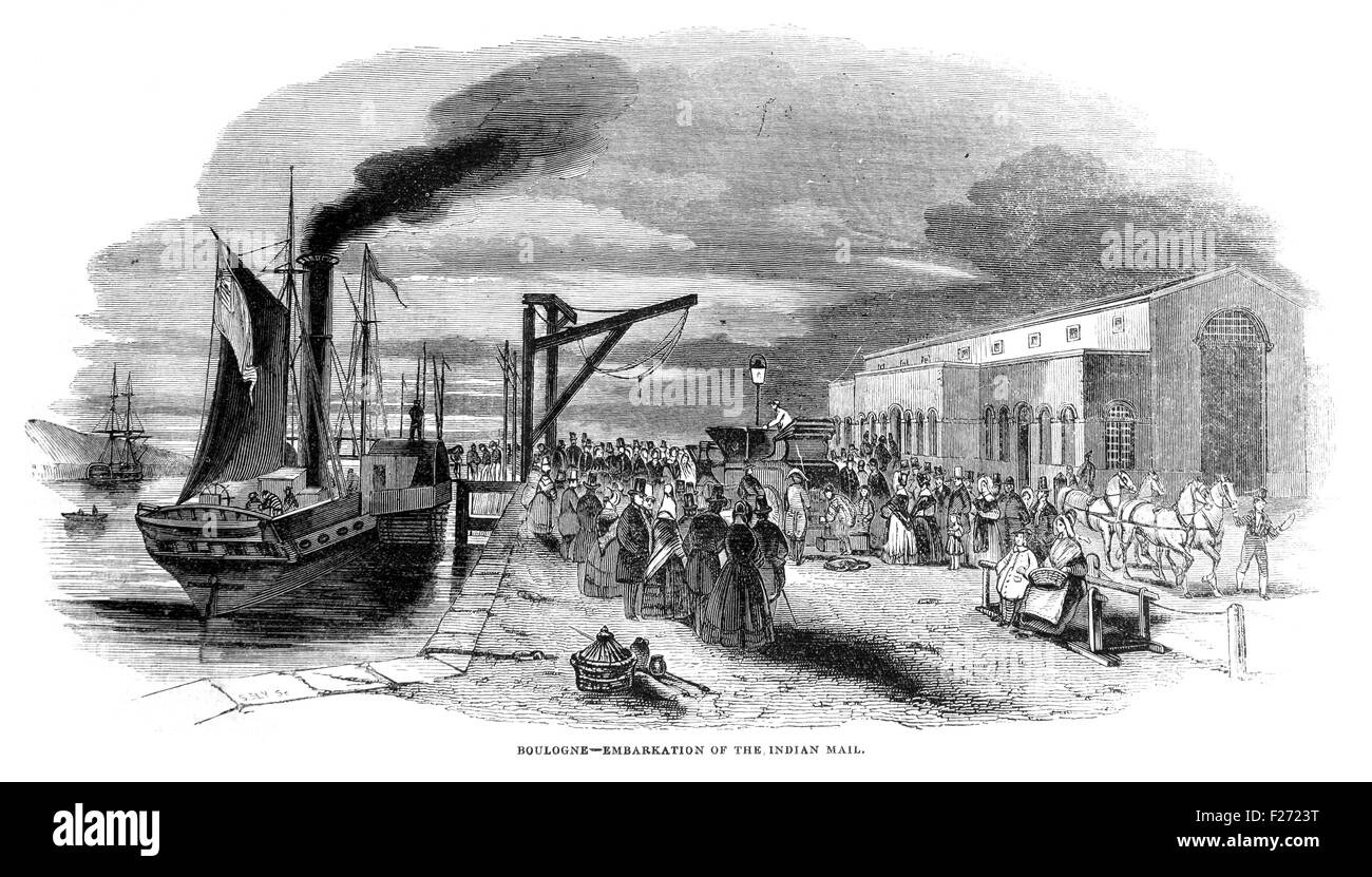 Boulogne, France: Embarkation of the Indian Mail, Illustrated London ...