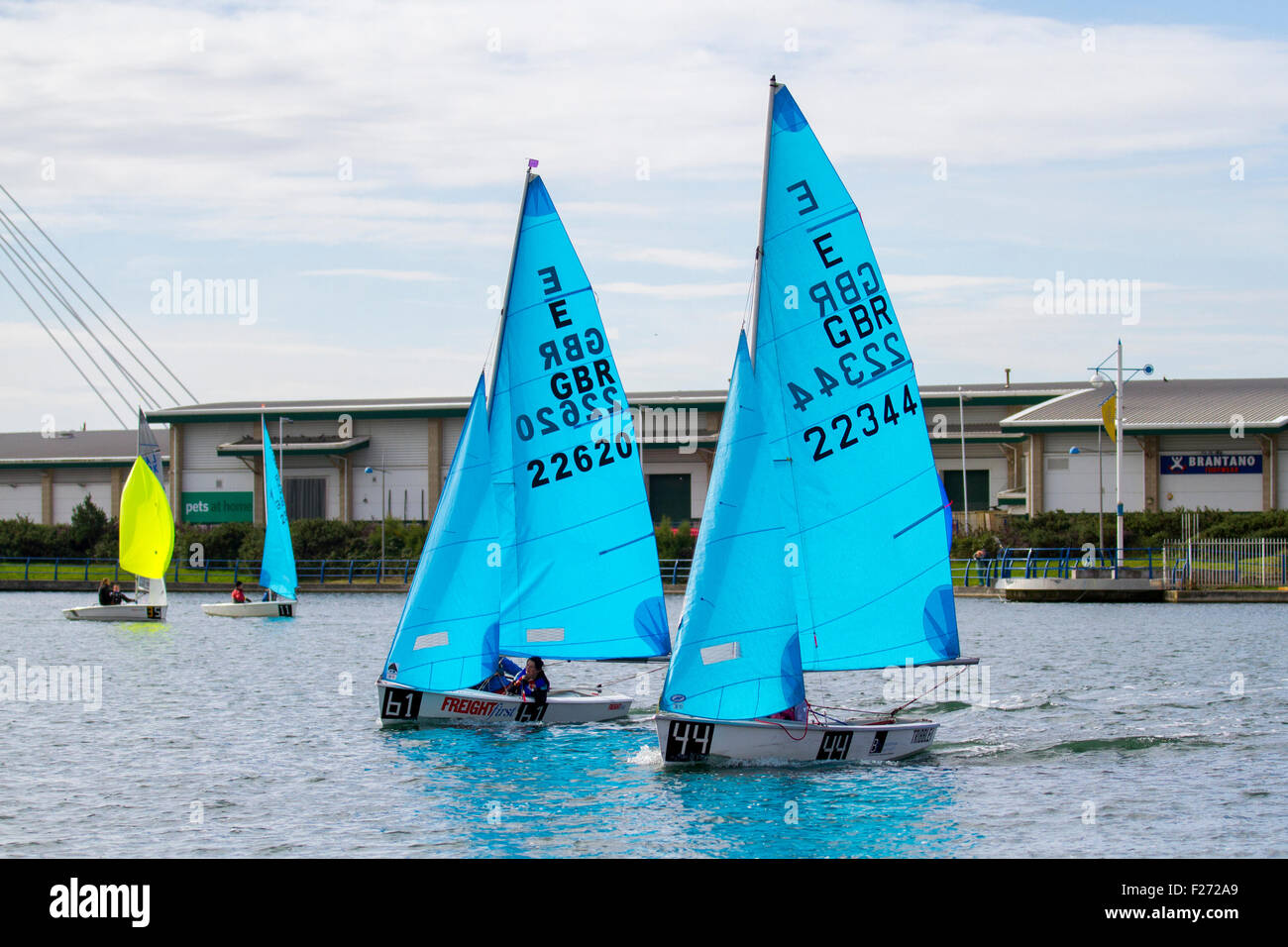 Enterprise Nationals blue sail E GBR 14-foot dinghy raced, cruised ...