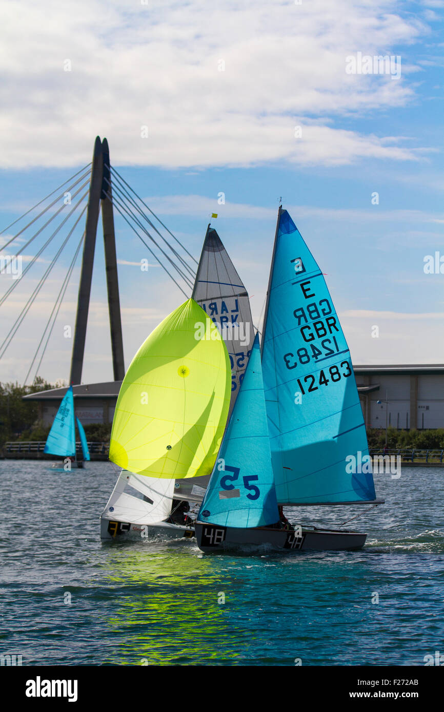 Enterprise Nationals blue sail E GBR 14-foot dinghy raced, cruised ...