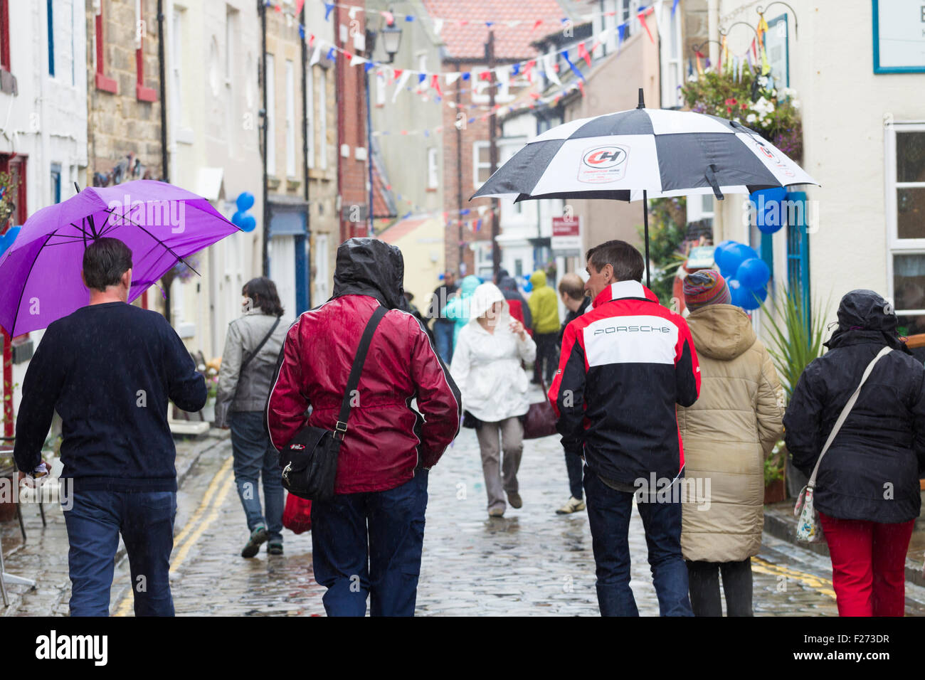 Wet weather at Staithes, North Yorkshire, England, United Kingdom Stock ...