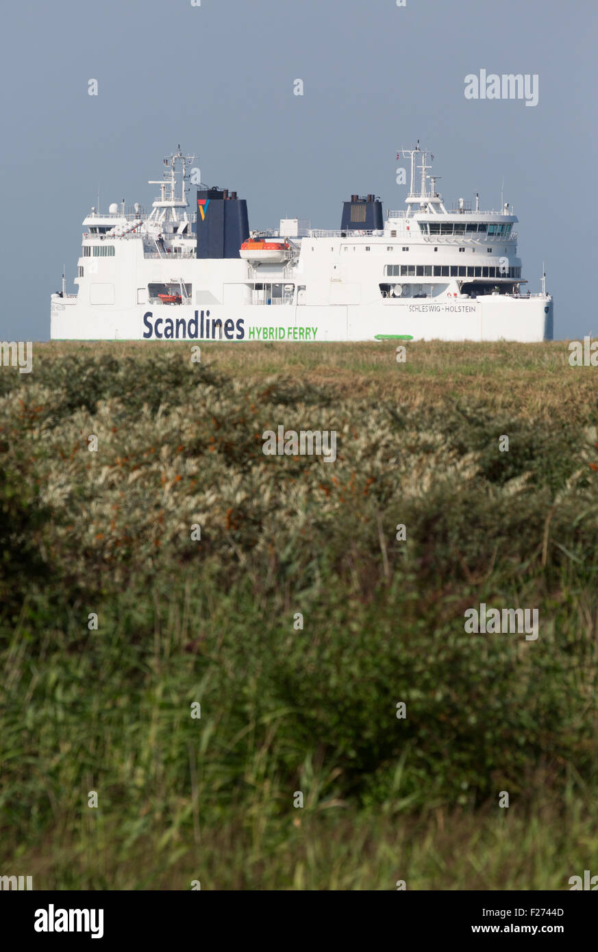 A Scandlines hybrid-ferry arrives at Rødby Havn, Denmark Stock Photo ...