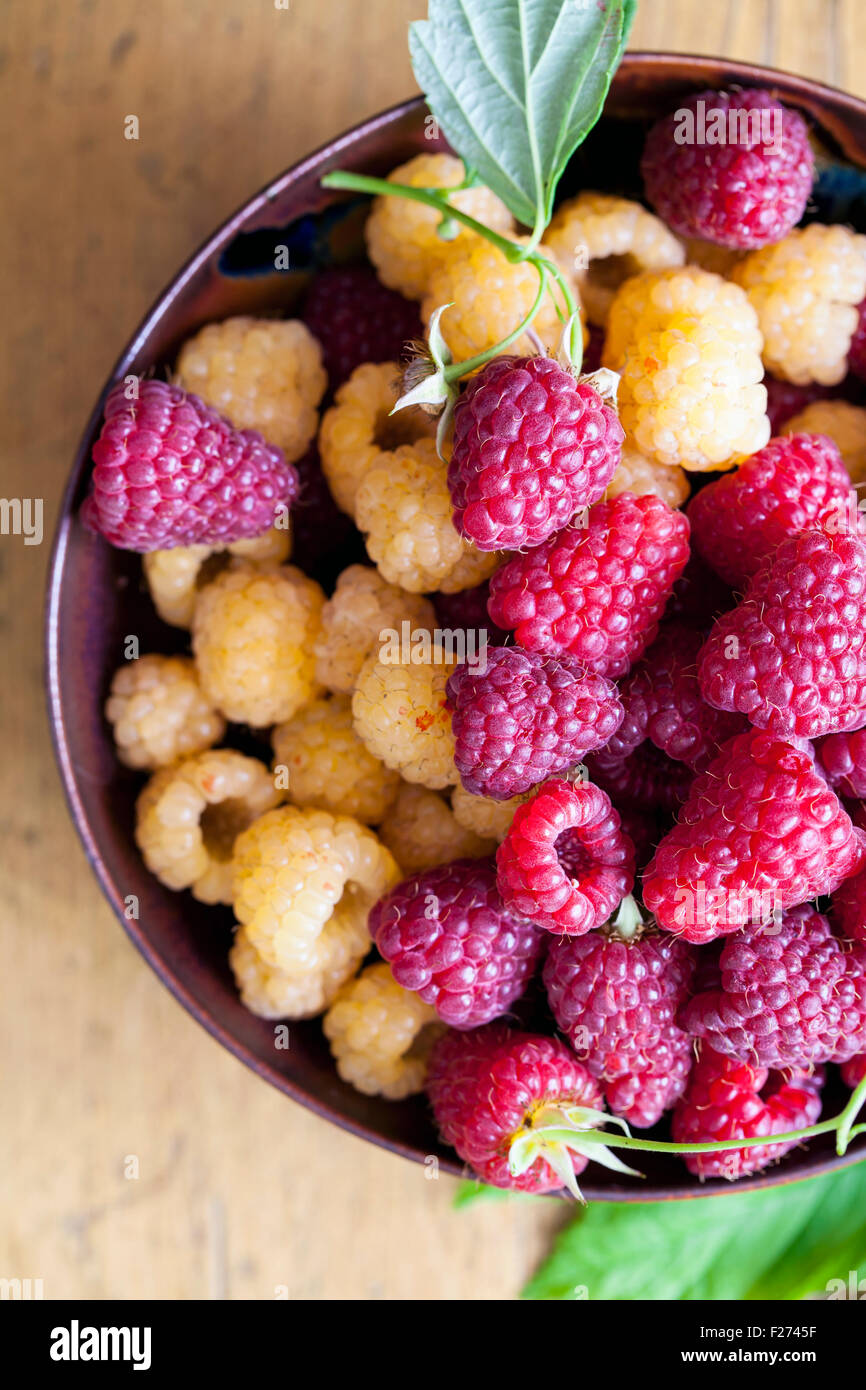 Yellow and red raspberries Stock Photo - Alamy