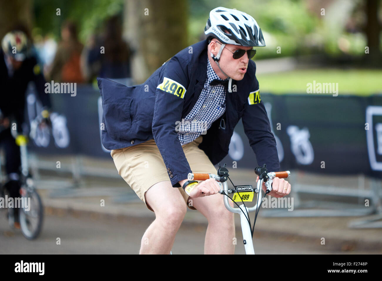 Competitors take part in the 10th Brompton World Championship bike race ...