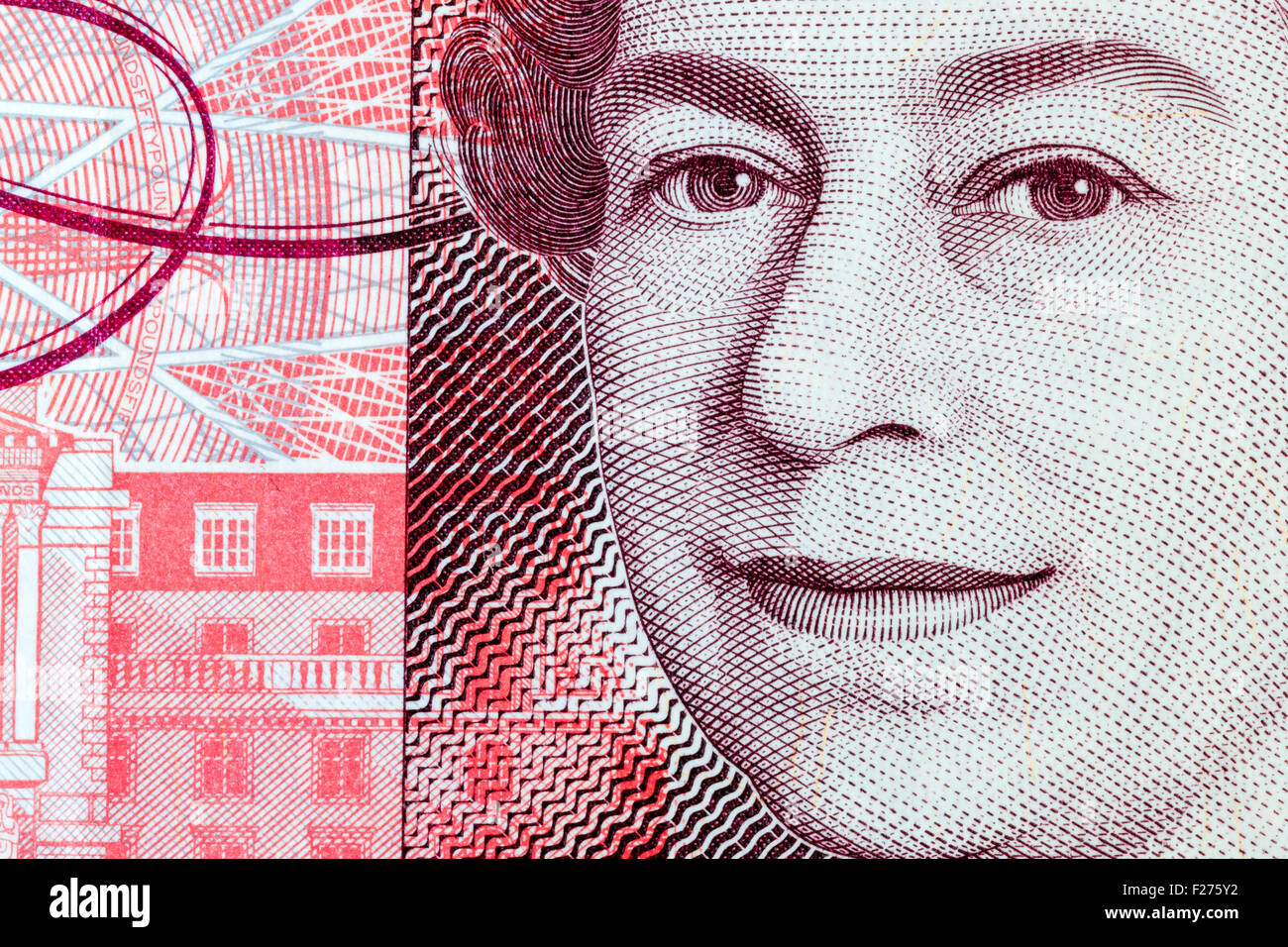 Macro close up studio shot of part of Queen Elizabeth the II head on ...