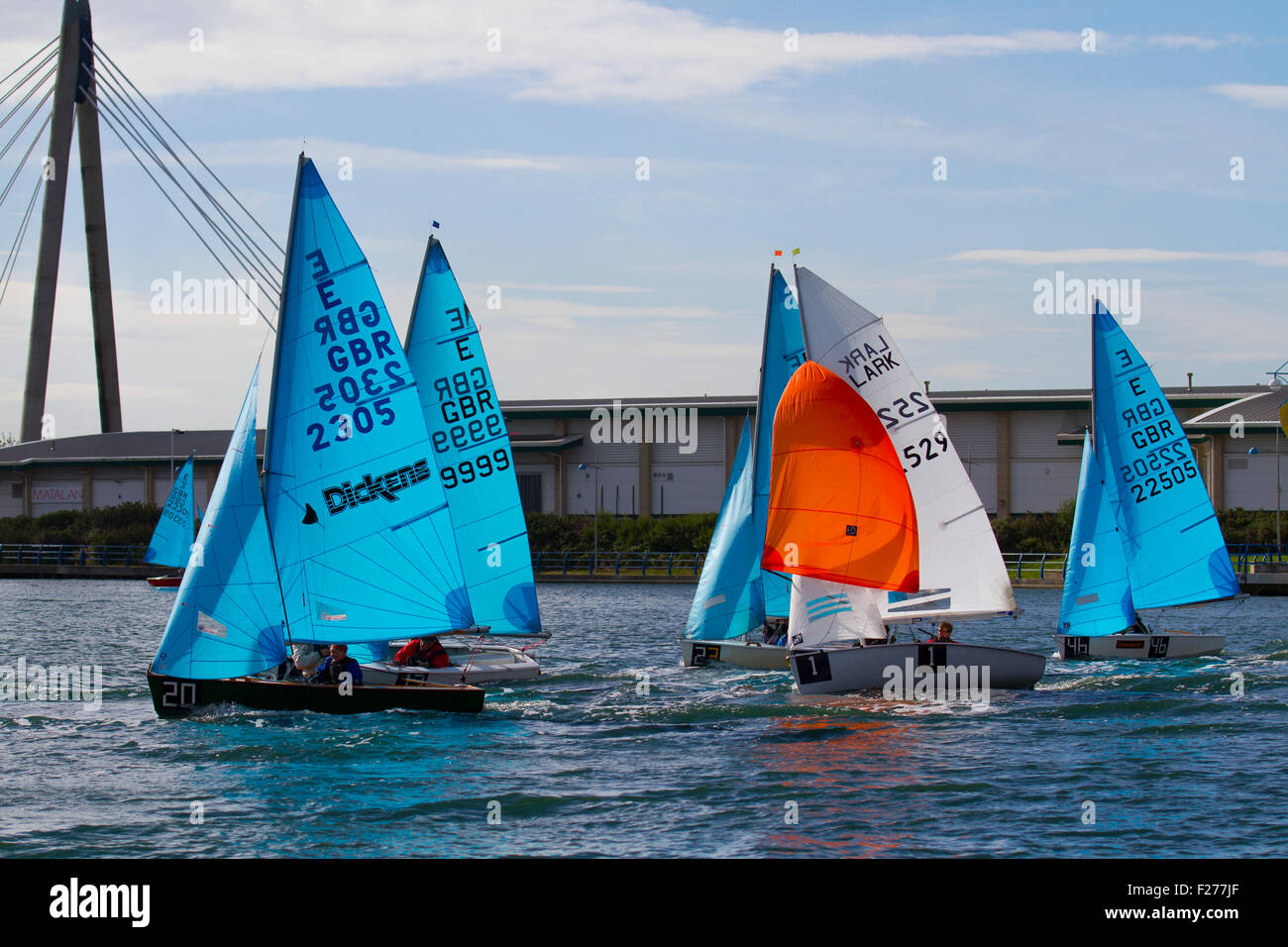 Enterprise Nationals blue sail E GBR 14-foot dinghy raced, cruised ...