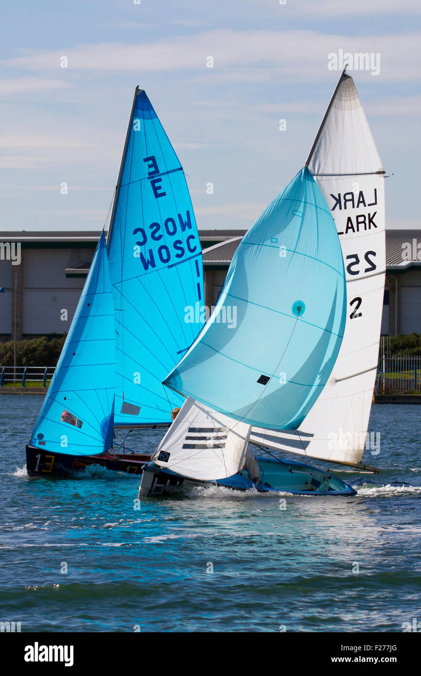 Enterprise Nationals blue sail E GBR 14-foot dinghy raced, cruised ...