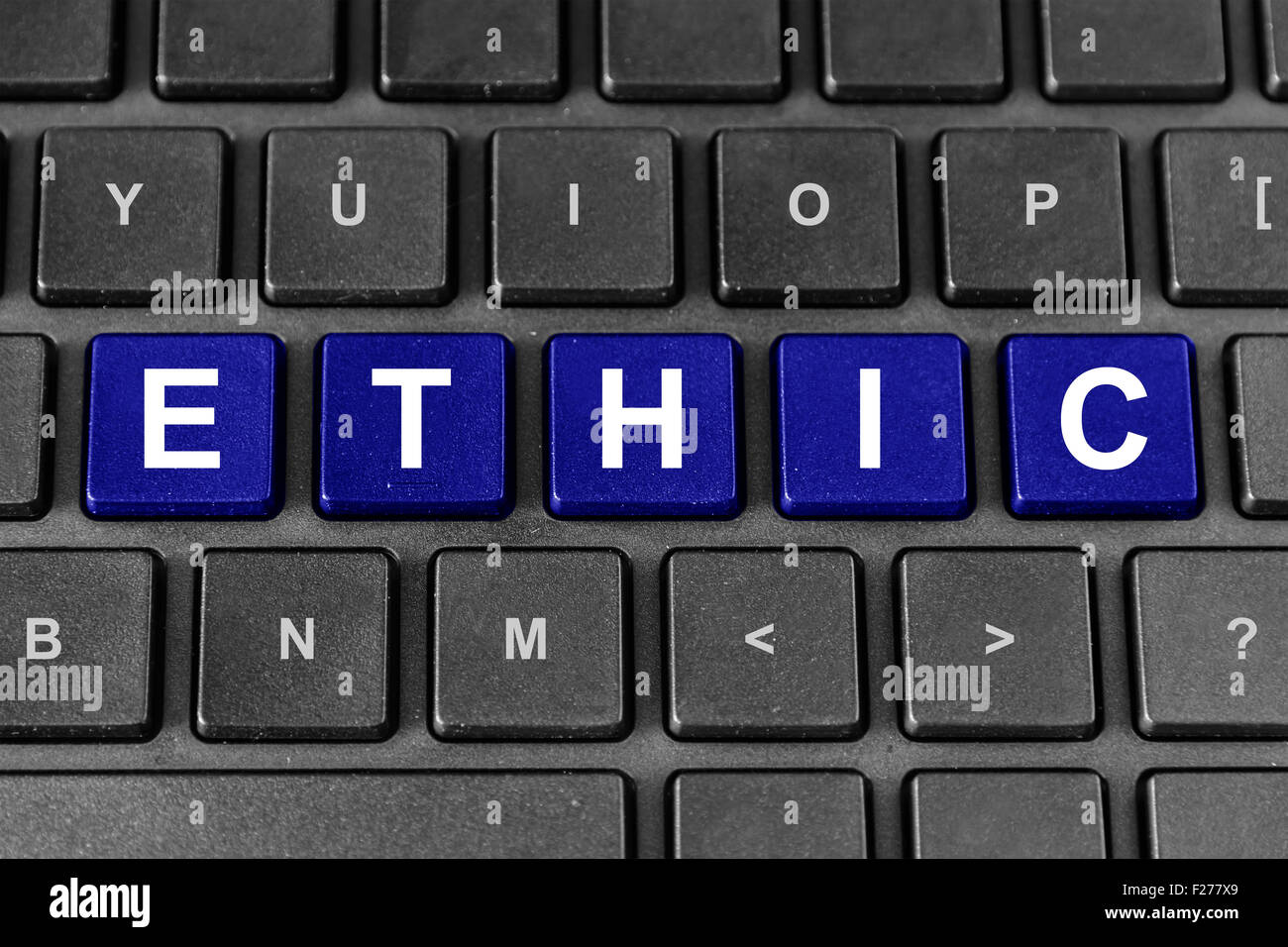 ethic blue word on keyboard, business concept Stock Photo - Alamy