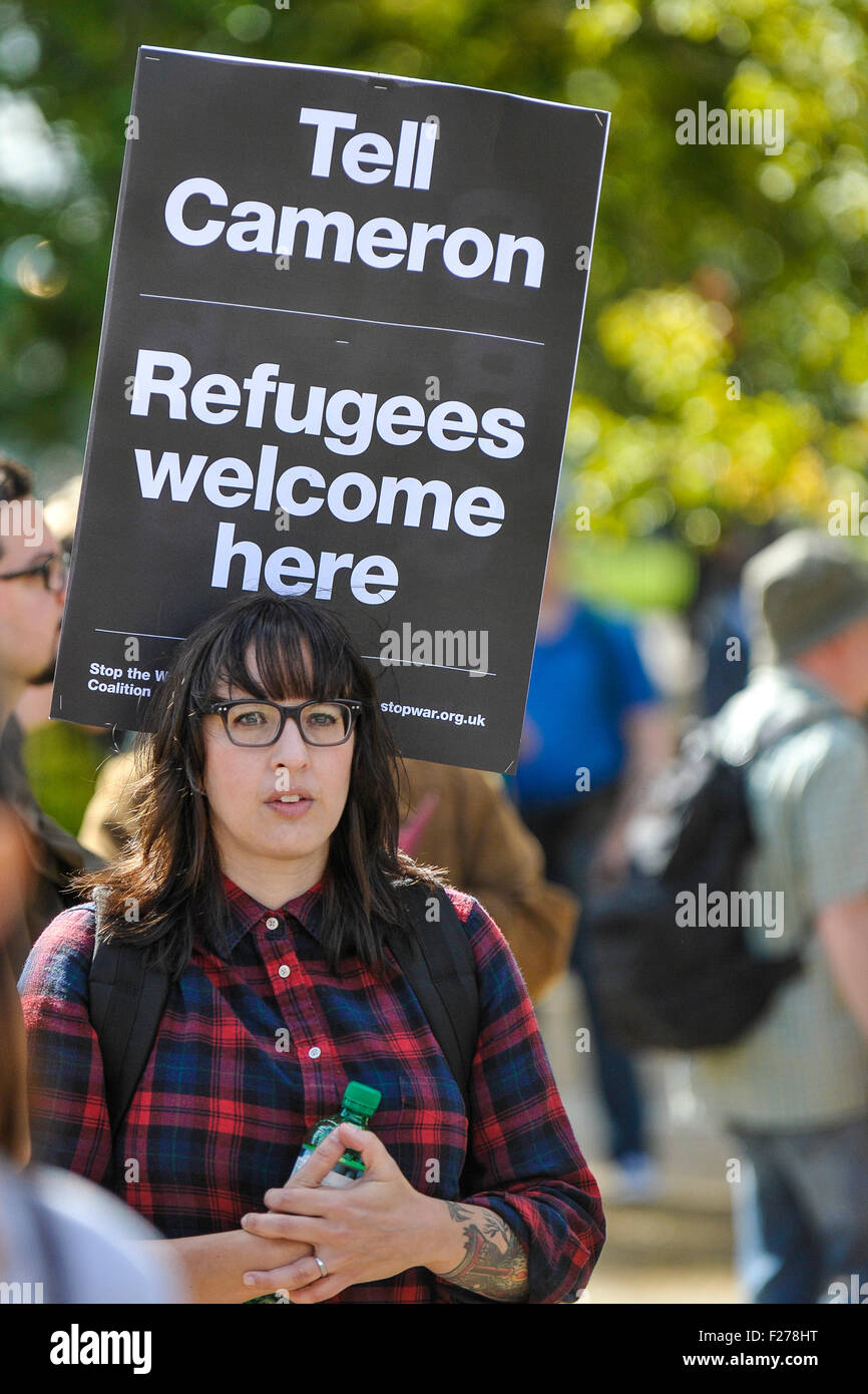 A demonstration in support of refugees and migrants in London Stock ...