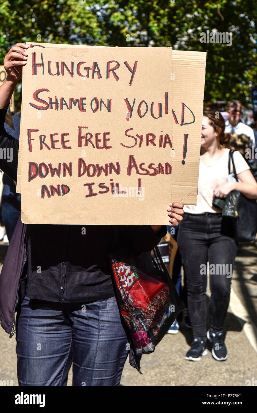 A demonstration in support of refugees and migrants in London Stock ...