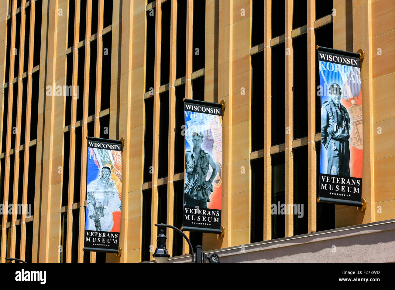 The Wisconsin Veterans Museum banners on the building in downtown ...