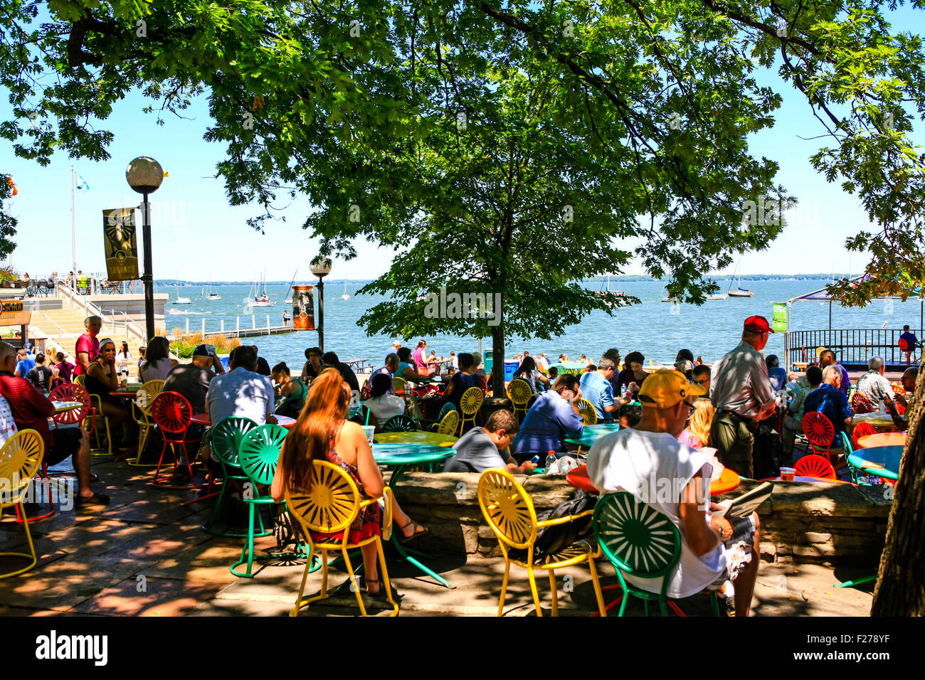 People enjoying the summer on the Memorial Union Terrace on the edge of ...