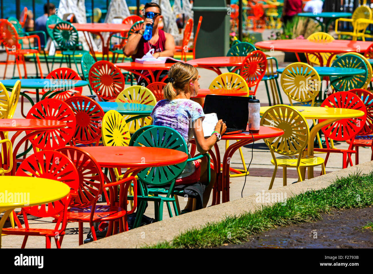People enjoying the summer on the Memorial Union Terrace on the edge of ...
