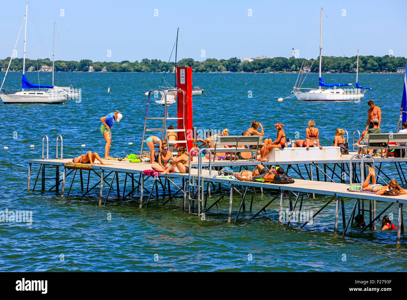People enjoying the summer in Madison Wisconsin at the Memorial Union ...