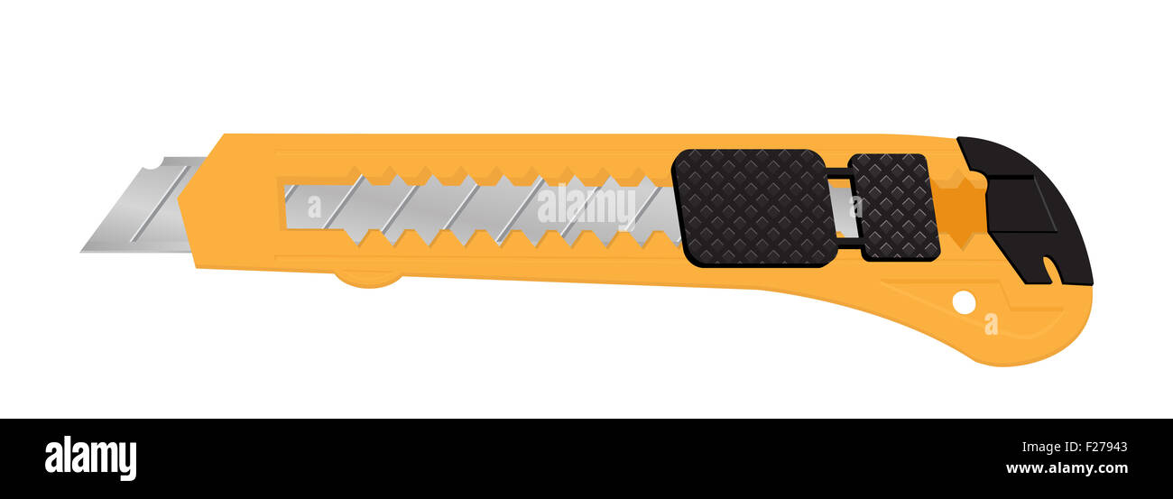 Vector illustration of realistic box cutter knife isolated on white ...