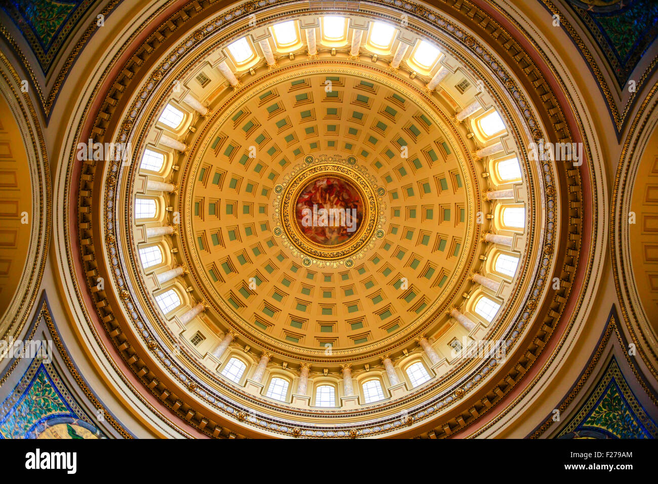The dome atop of the Rotunda inside the Wisconsin State Capitol ...