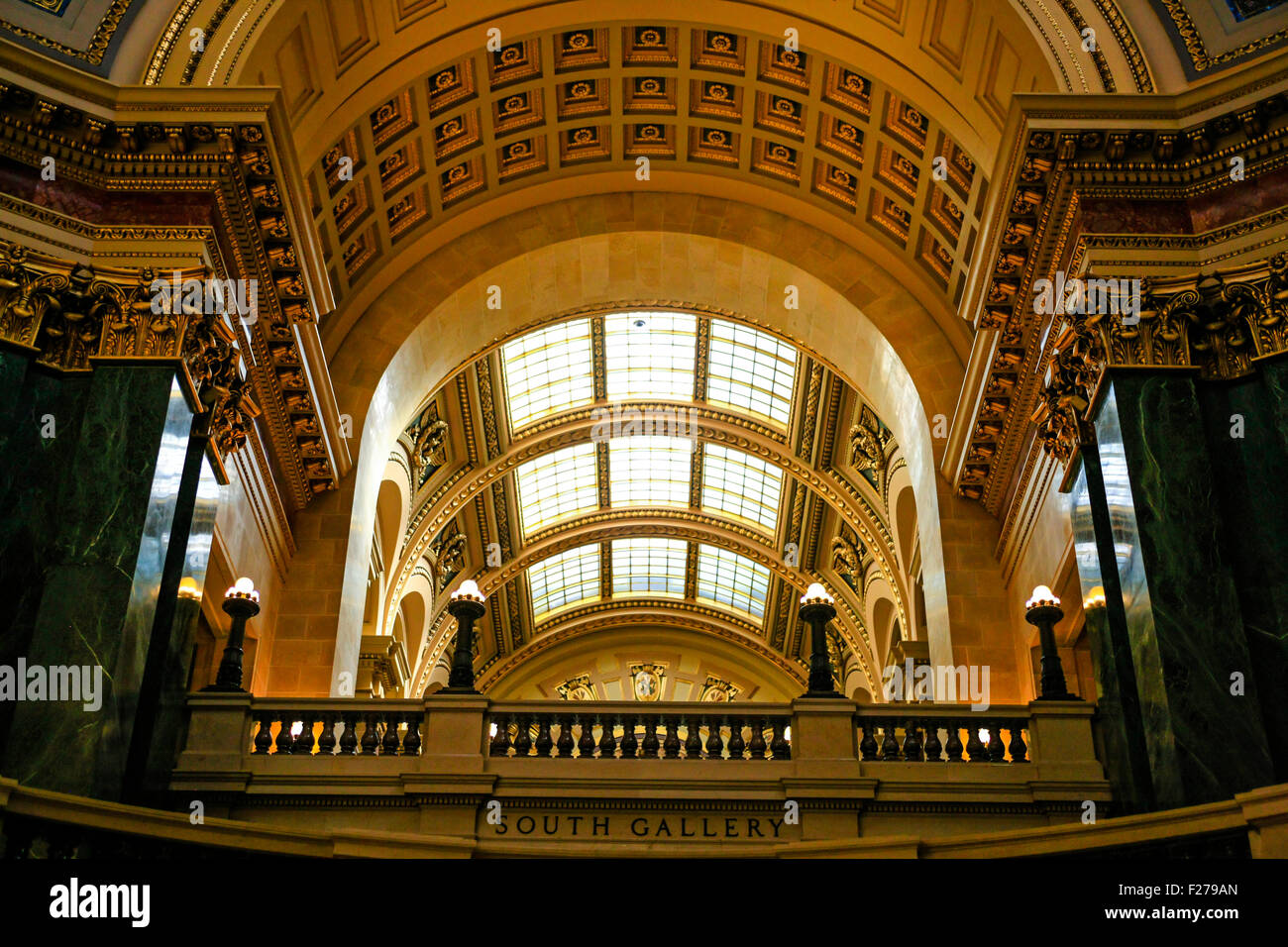 View of the South Gallery inside the Wisconsin State Capitol building ...