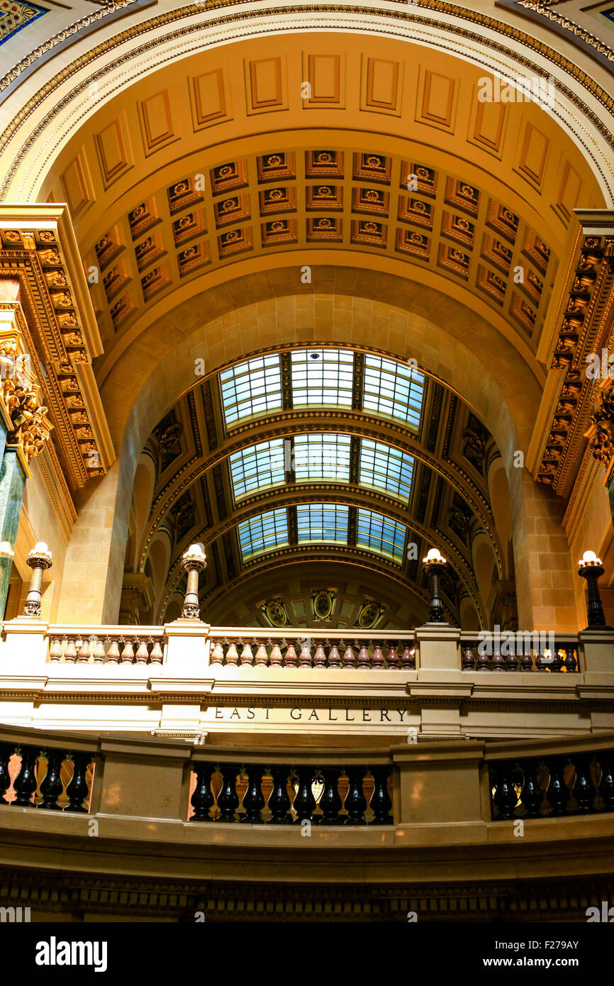 View of the East Gallery inside the Wisconsin State Capitol building at ...