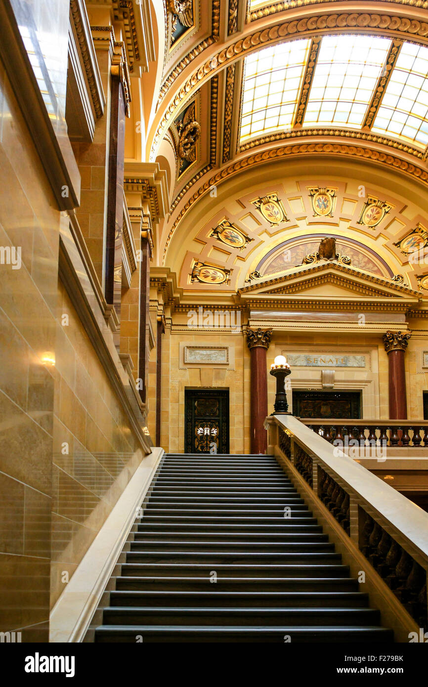 Staircase leading to the third floor inside the Wisconsin State Capitol ...