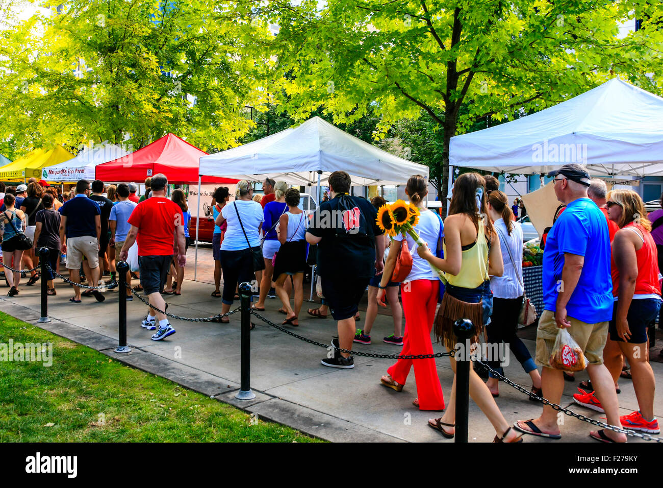 The Saturday Farmers Market day on the Square in downtown Madison ...