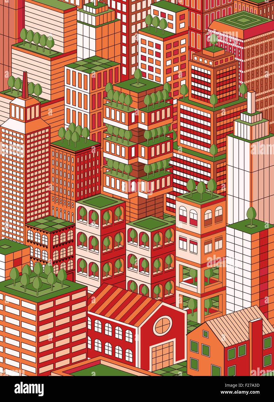 isometric green town cityscape Stock Photo - Alamy