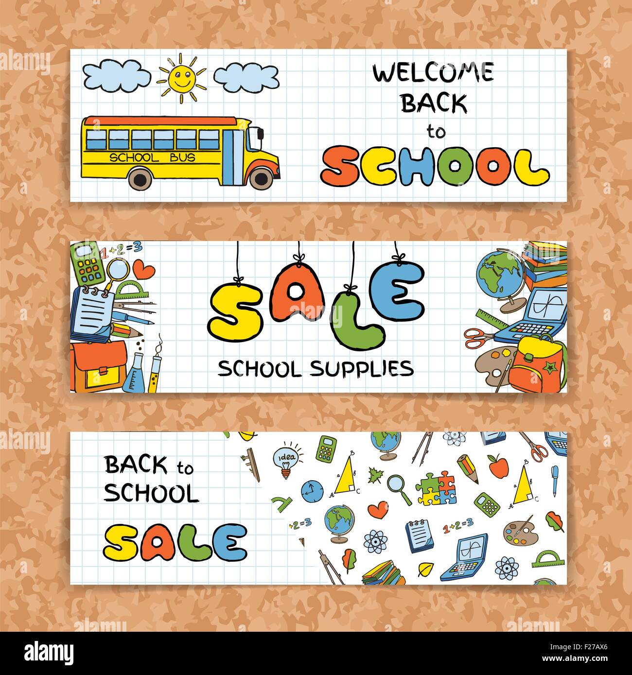 Doodle Back to School sale banners Stock Vector Image & Art - Alamy